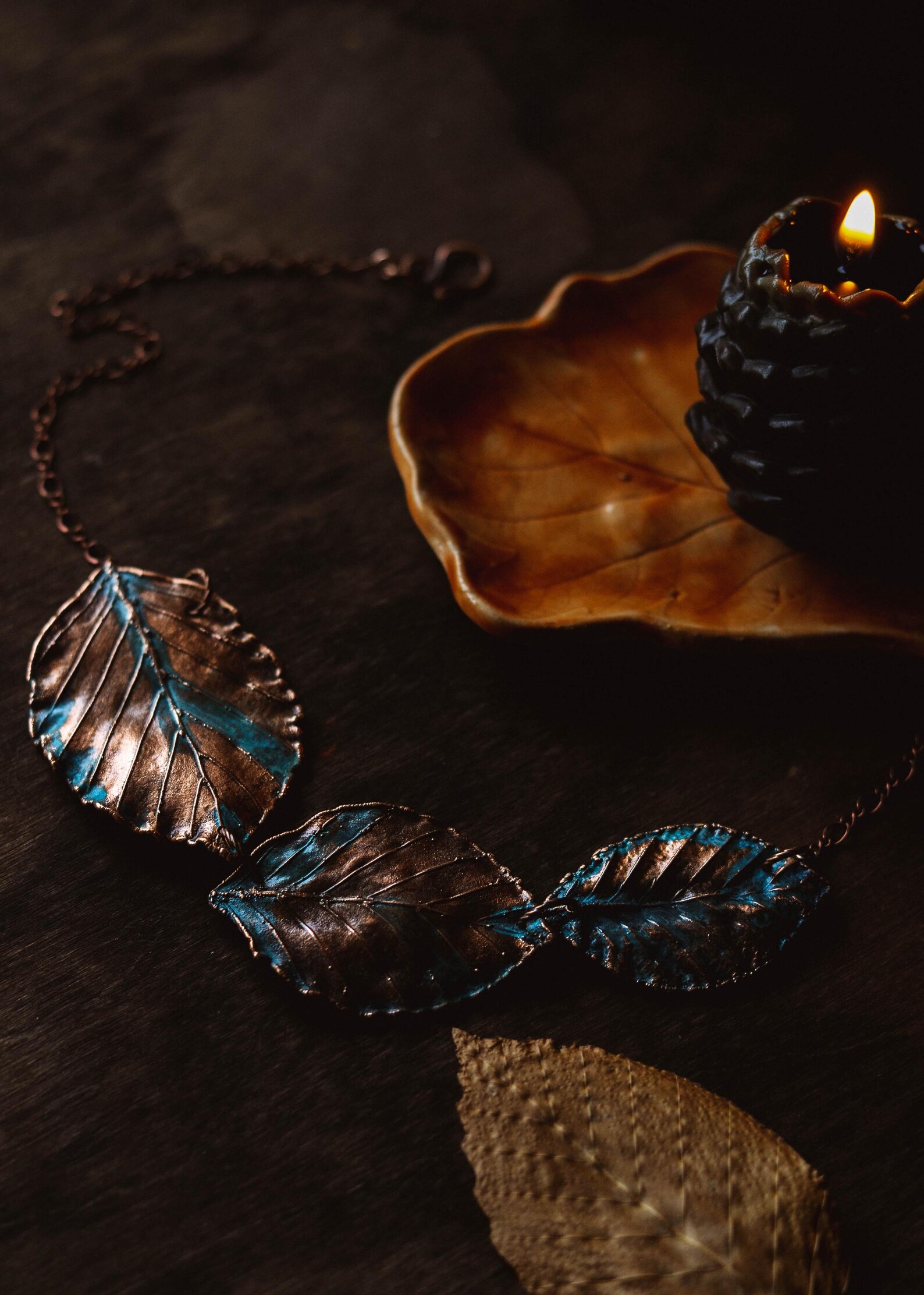 Beech Leaf Jewelry Set • Electroformed Botanical Necklace ...