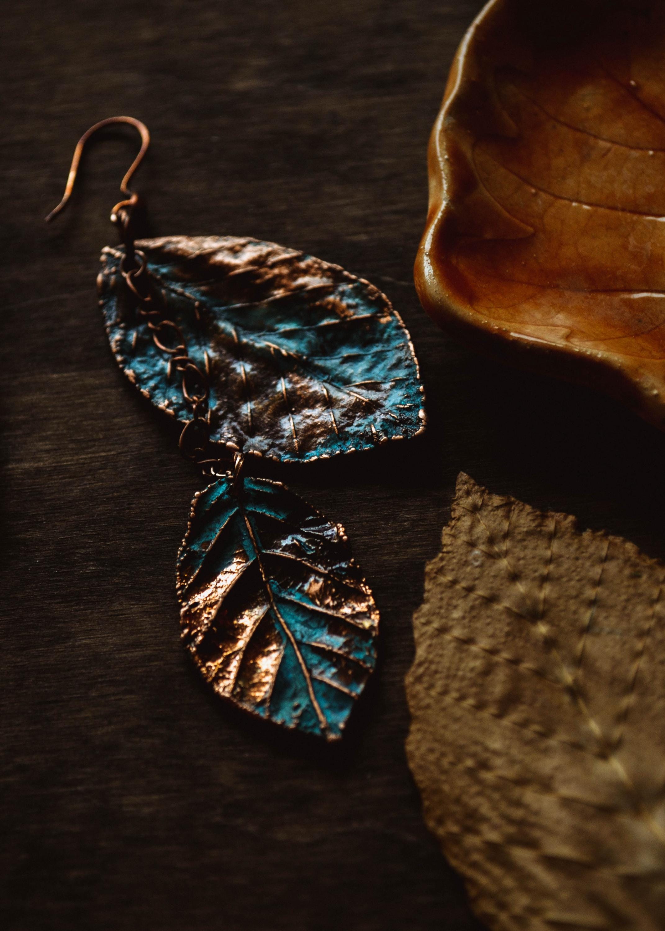Beech Leaf Jewelry Set • Electroformed Botanical Necklace ...