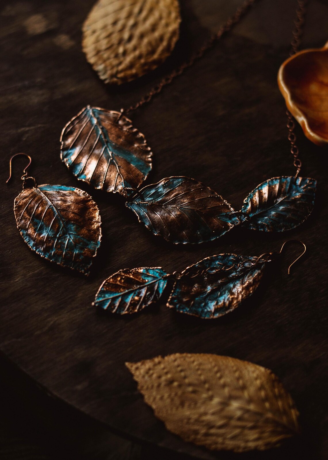 Beech Leaf Jewelry Set • Electroformed Botanical Necklace ...