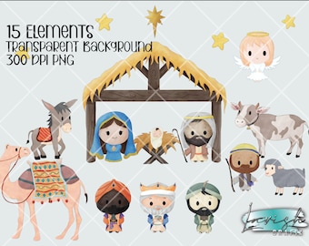 Nativity Scene Clip Art Mary Joseph and Baby Jesus Png - Etsy