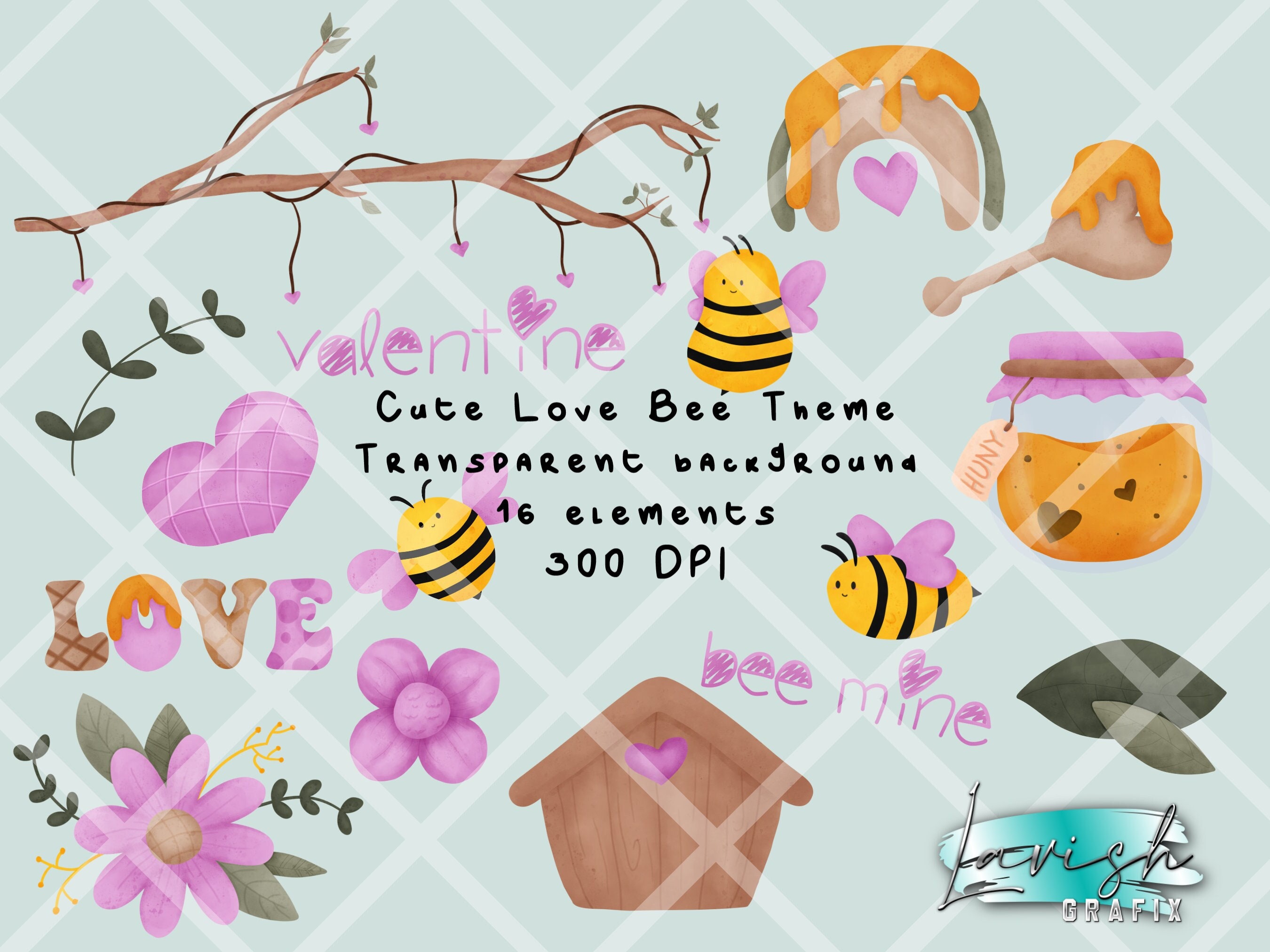 Valentines Bee, Clipart, Digital Download, Card Designs, Sublimation ...