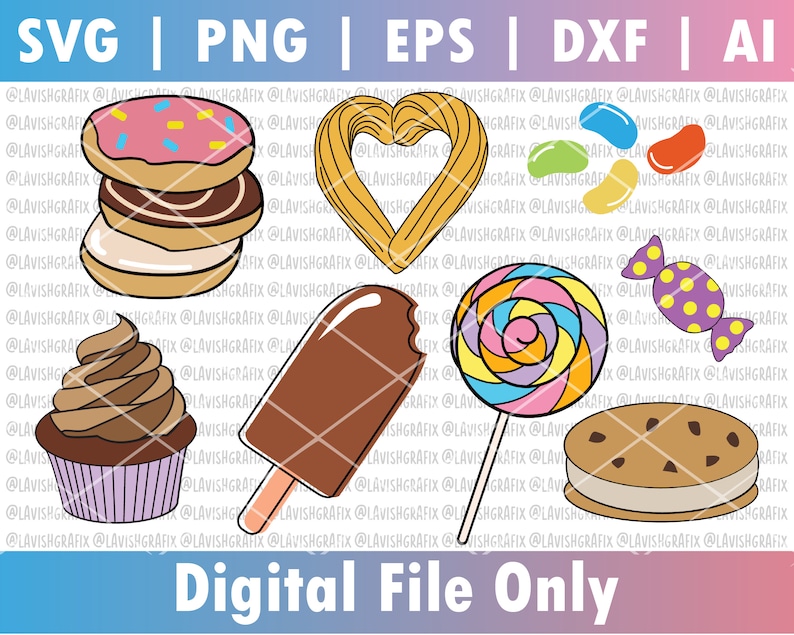 Sweets Bundle, Svg, Cricut Cut Files, Instant Download, Layered, Candy ...