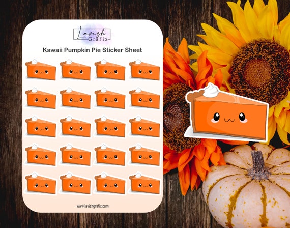 Cute Kawaii Devouring Fall Thanksgiving Art Food Vinyl | Pumpkin Pie ...