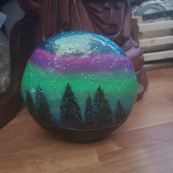 Painted Rock Art Northern Lights - Etsy
