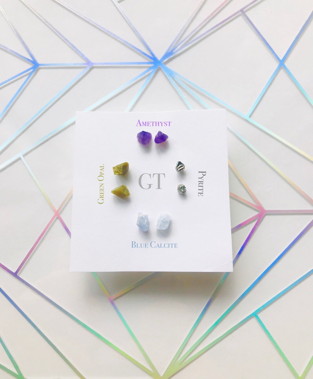 Small / Micro Stud Earrings Real Crystal / Gemstones Gift Set Jewelry ...