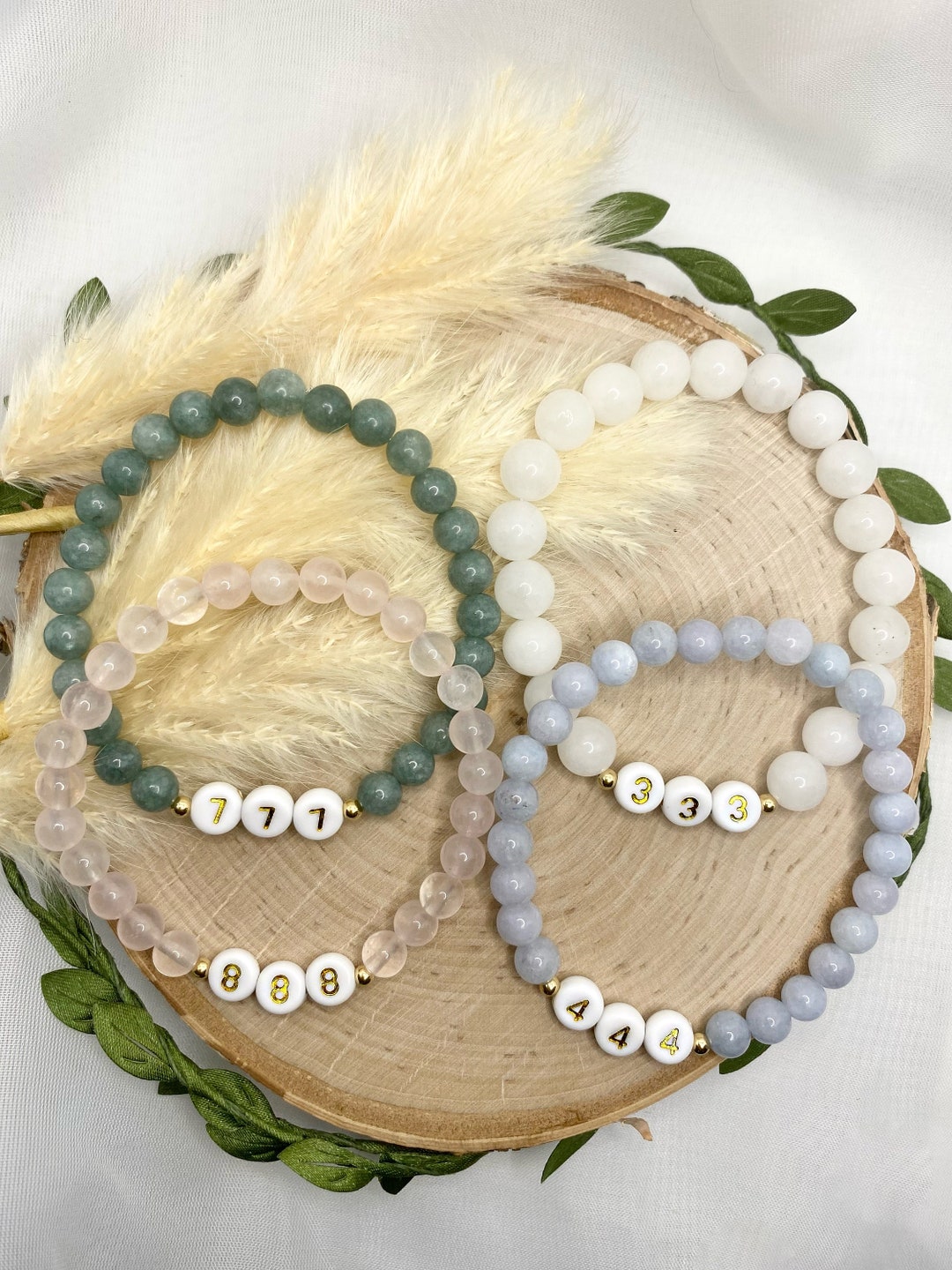 Angel Number Gemstone Bracelets - Etsy