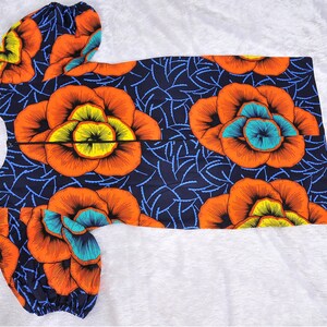 Midi Blue and Orange African Ankara Formal Below the Knee Length Short ...
