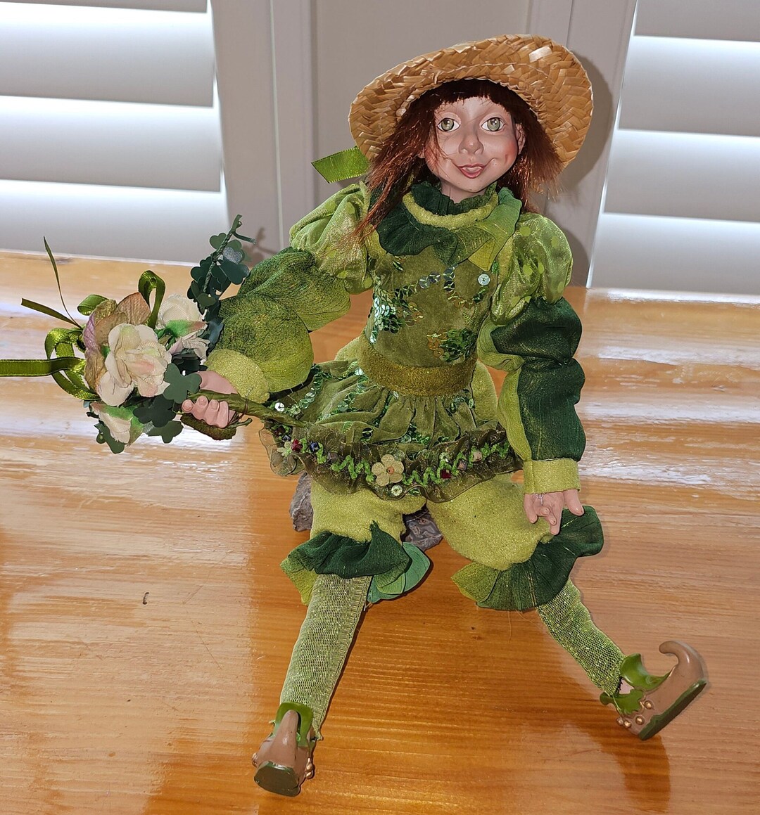 Vintage Irish Girl Elf Celtic Figurine Plastic & Cloth Costume St ...