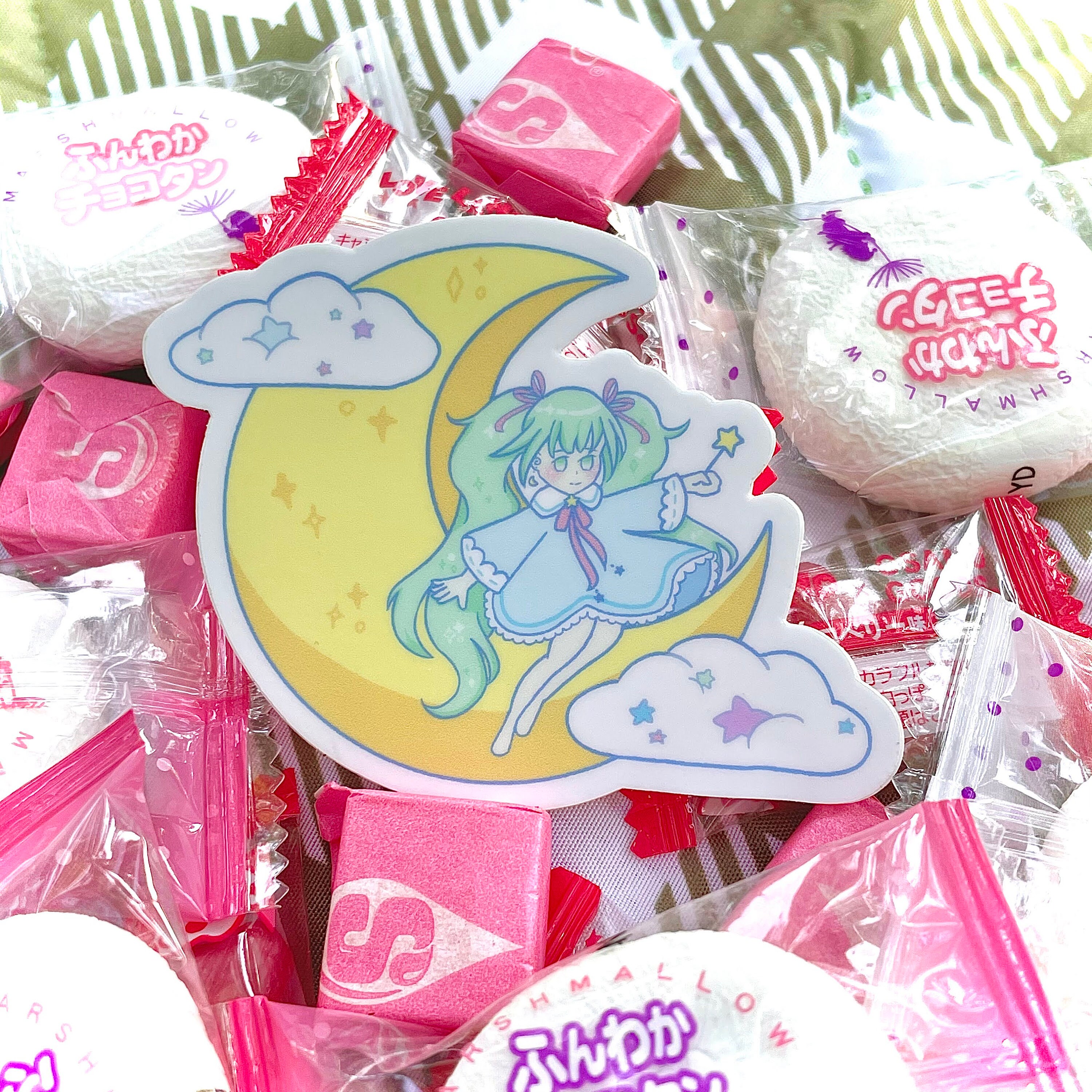 Cute Anime Girl on the Moon Sticker - Etsy