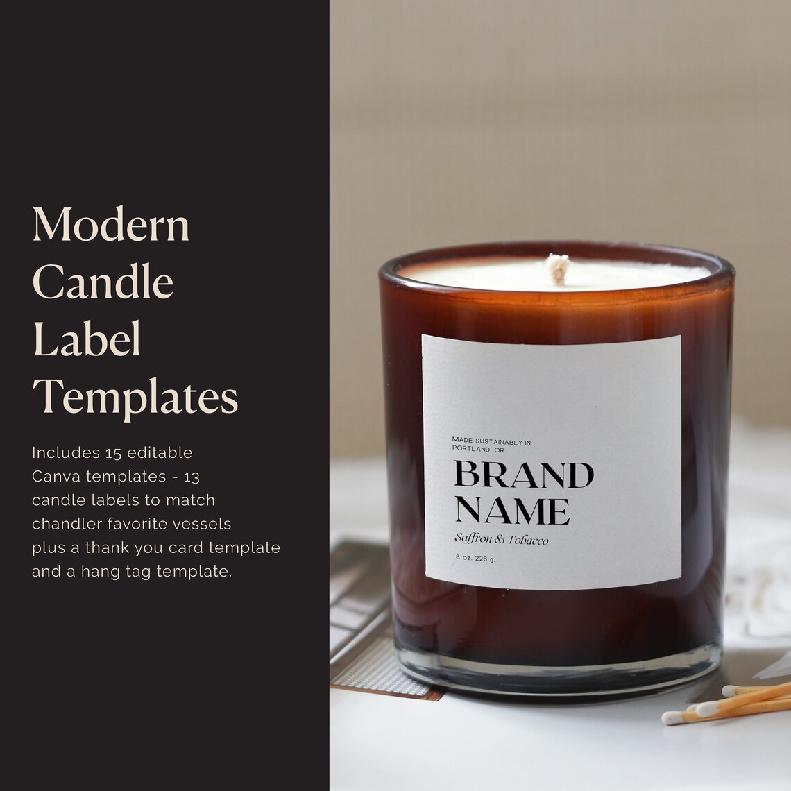 Modern Candle Label Template Custom Canva Template - Etsy