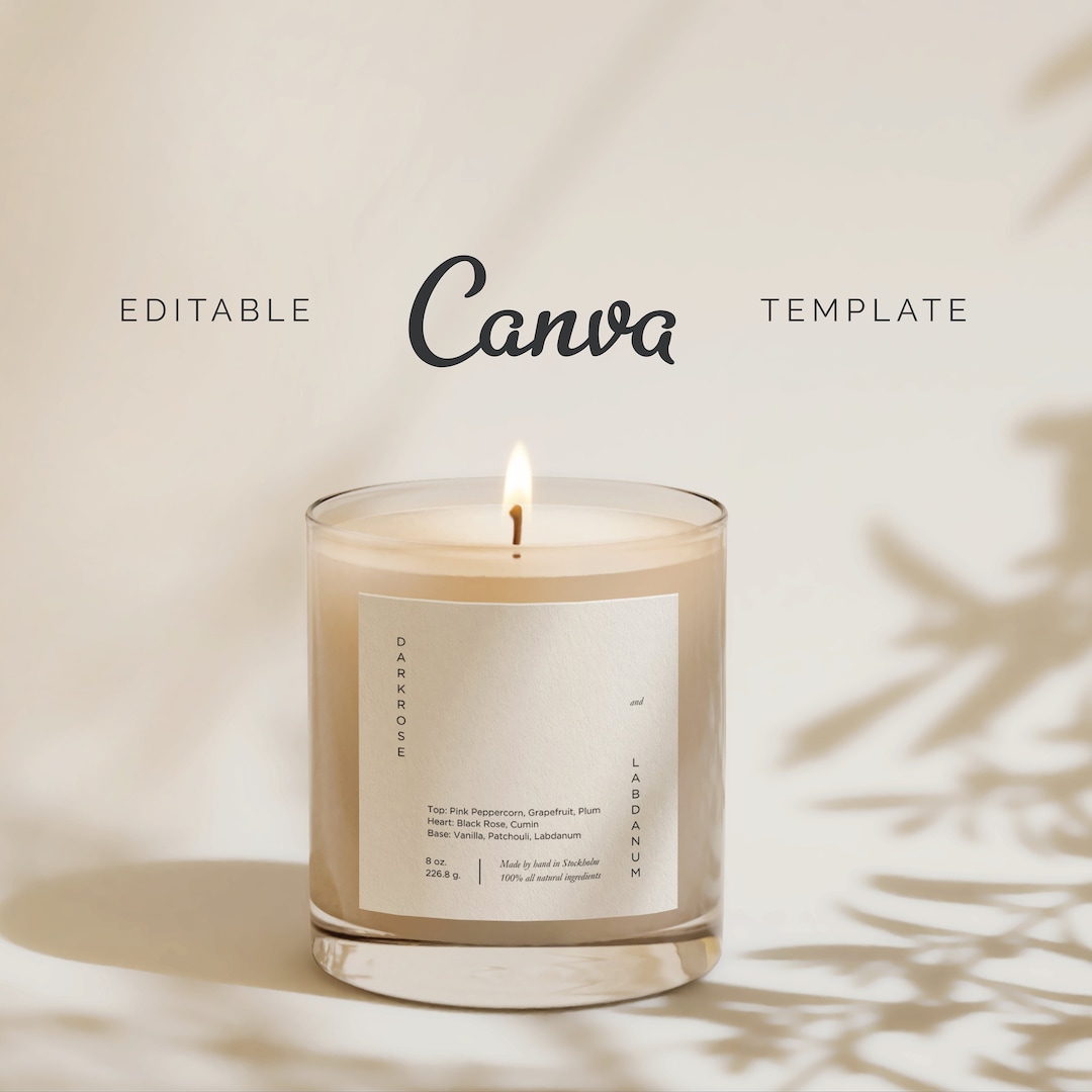 Minimal Candle Label Template | Editable Candle Label | Candle Label ...
