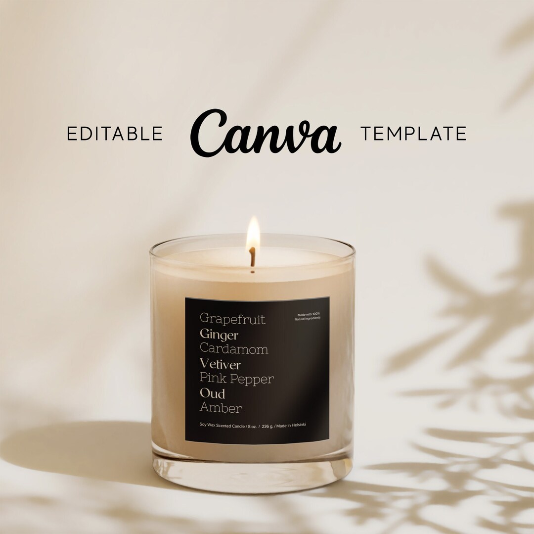 Minimal Candle Label Template | Custom Product Label | Editable Canva ...
