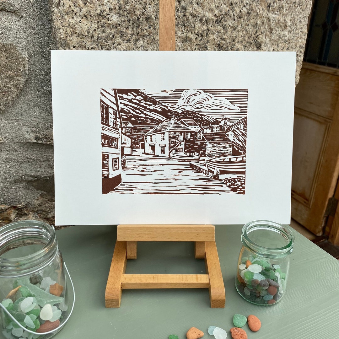 Port Isaac, Cornwall. Linocut Print - Etsy