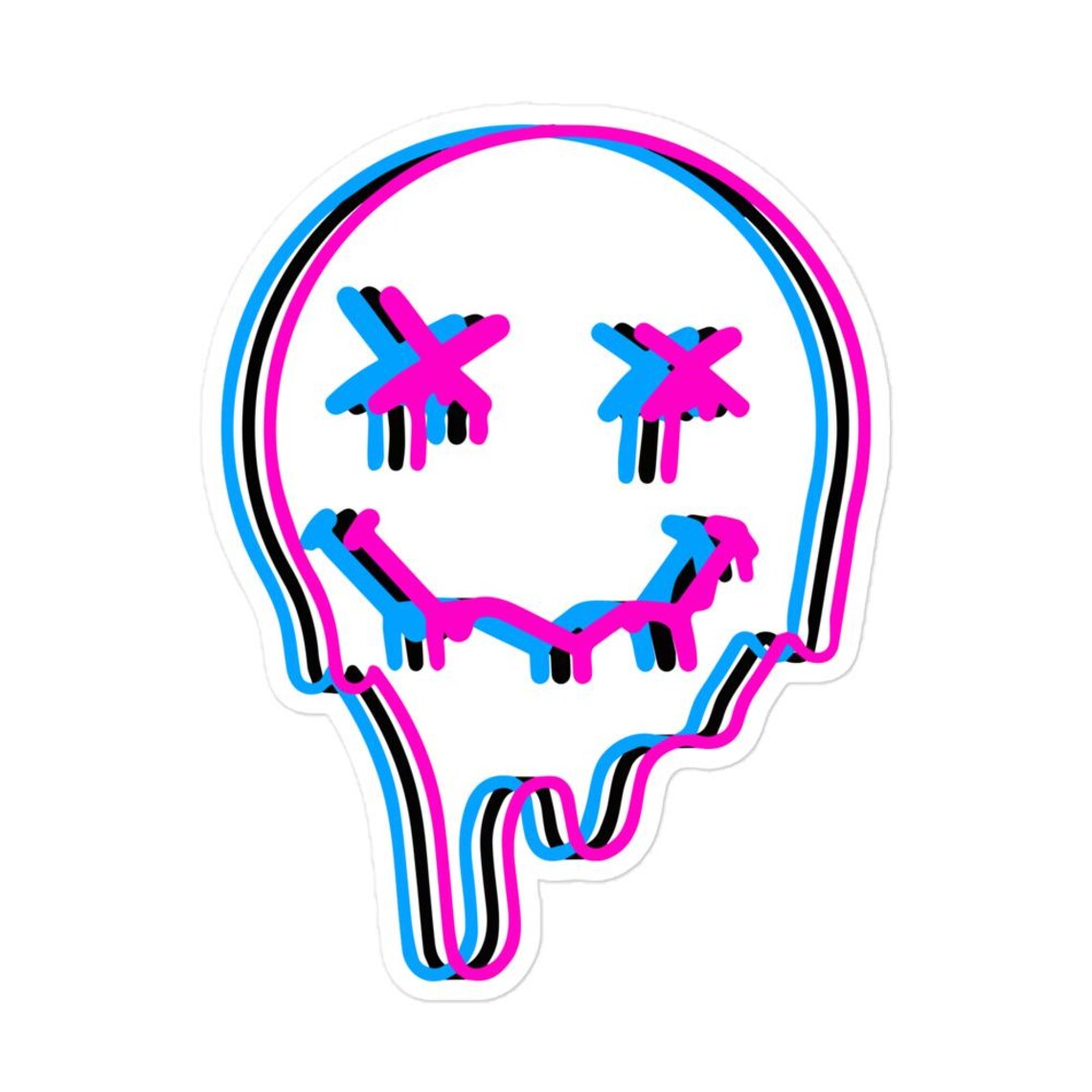 Trippy Smiley Face Sticker - Etsy