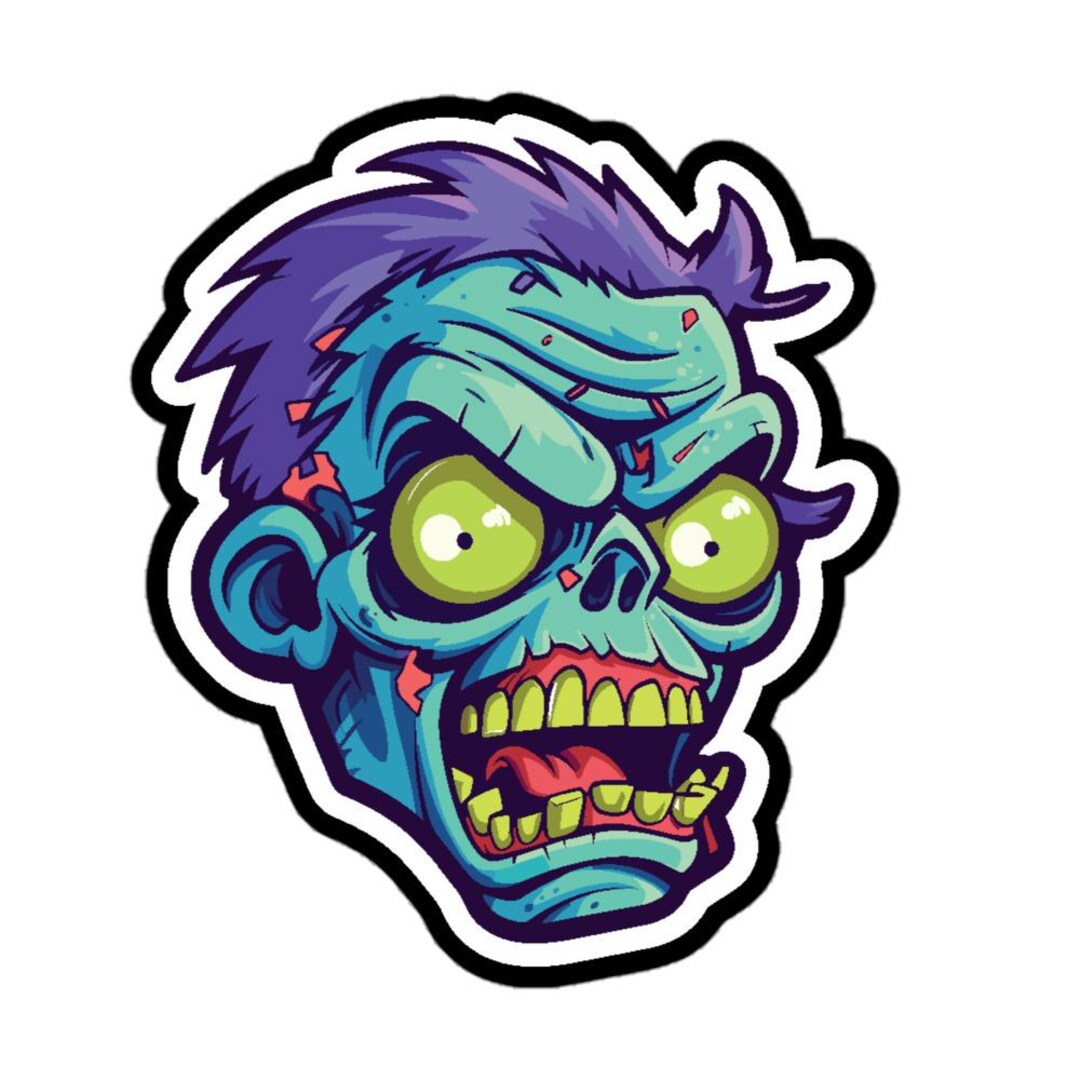 Zany Zombie Sticker - Etsy