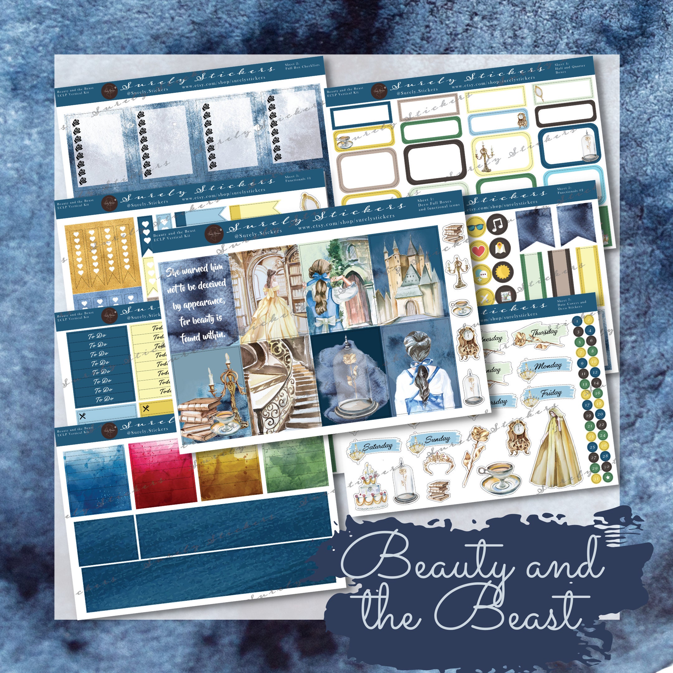 Beauty and the Beast Full Sticker Kit - Etsy