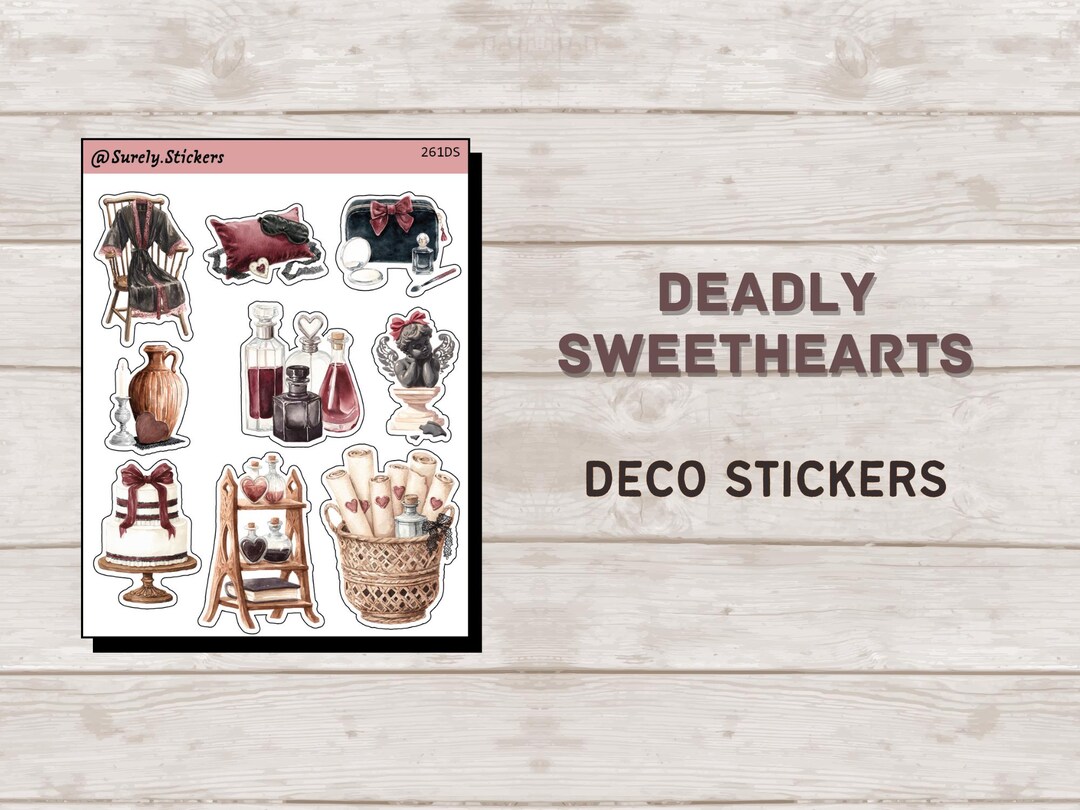 Deadly Sweethearts Gothic Deco Digital Stickers for Planners, Bullet ...