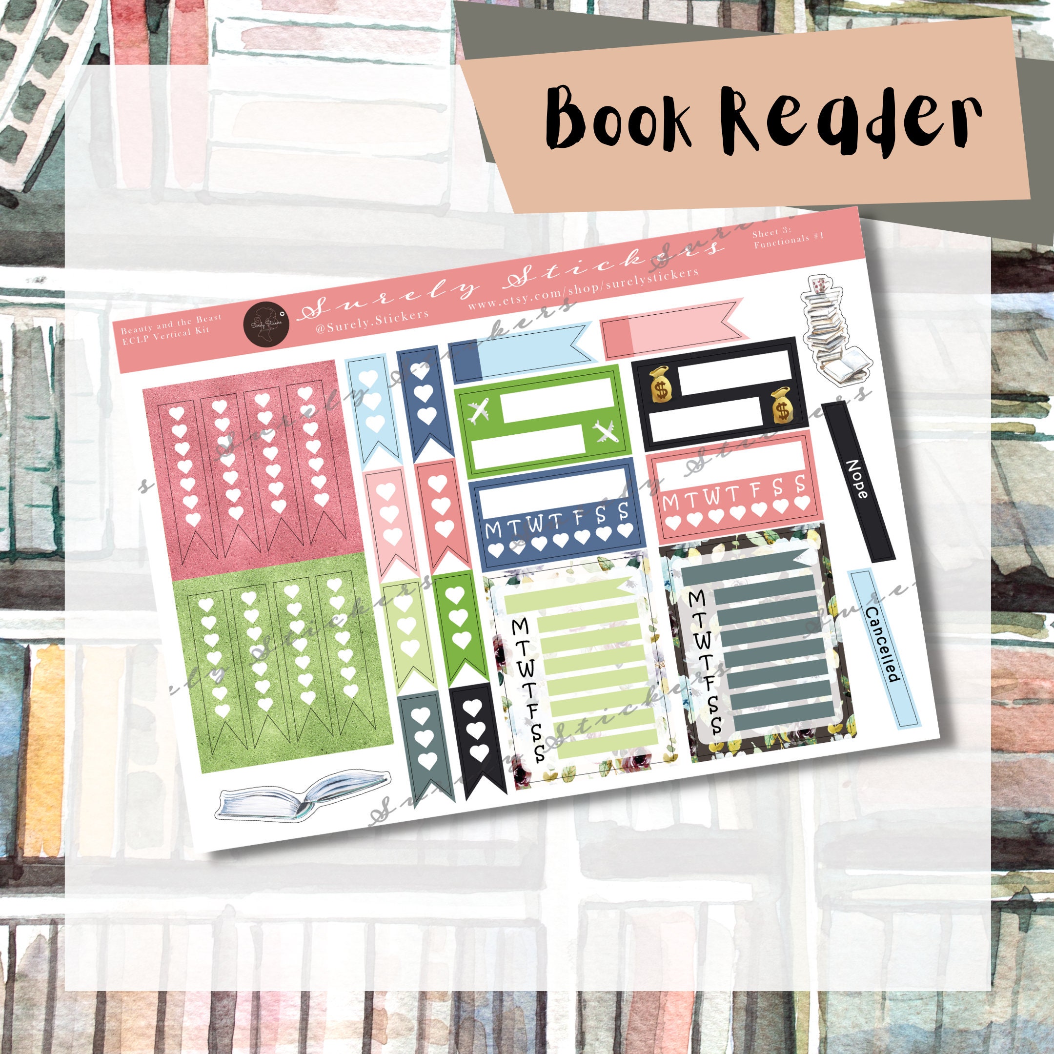 Book Reader Full Sticker Kit - Etsy