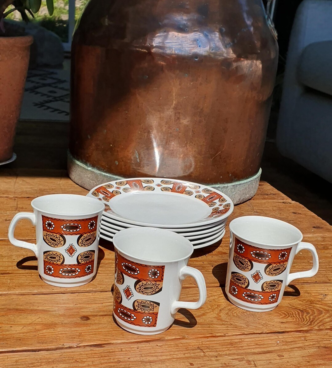 Rare Vintage 1960s Maori Pattern Bone China Part Tea Set by J&G Meakin ...