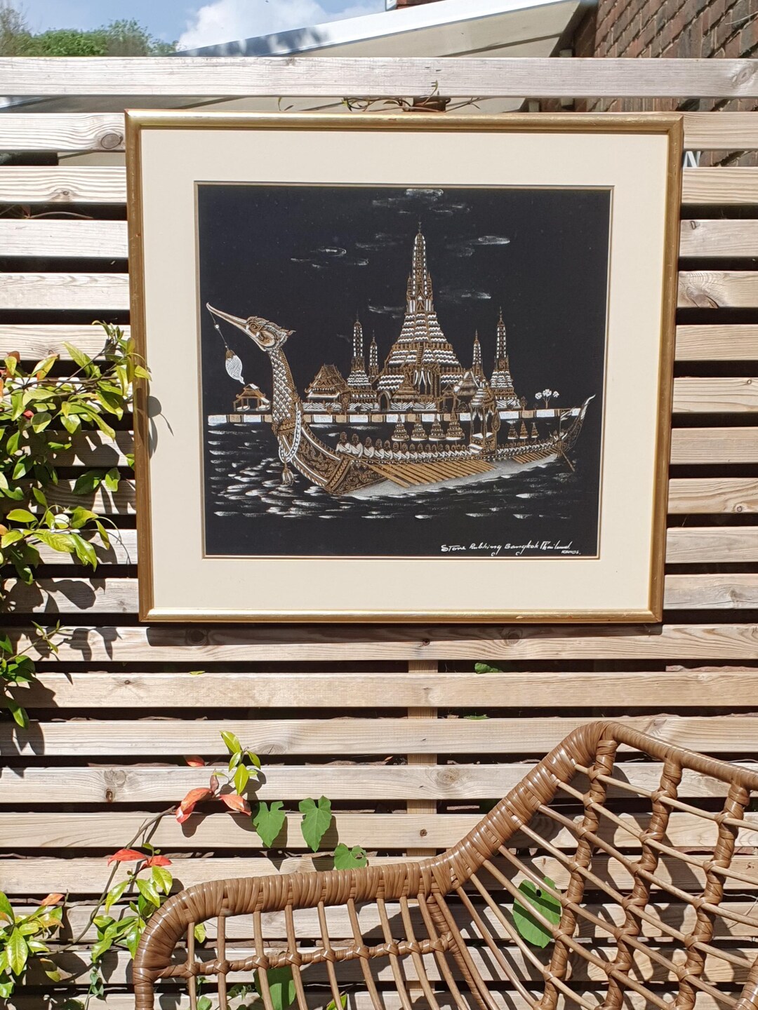 Beautiful Large Thailand Royal Barge and Wat Arum Buddhist Temple Stone ...