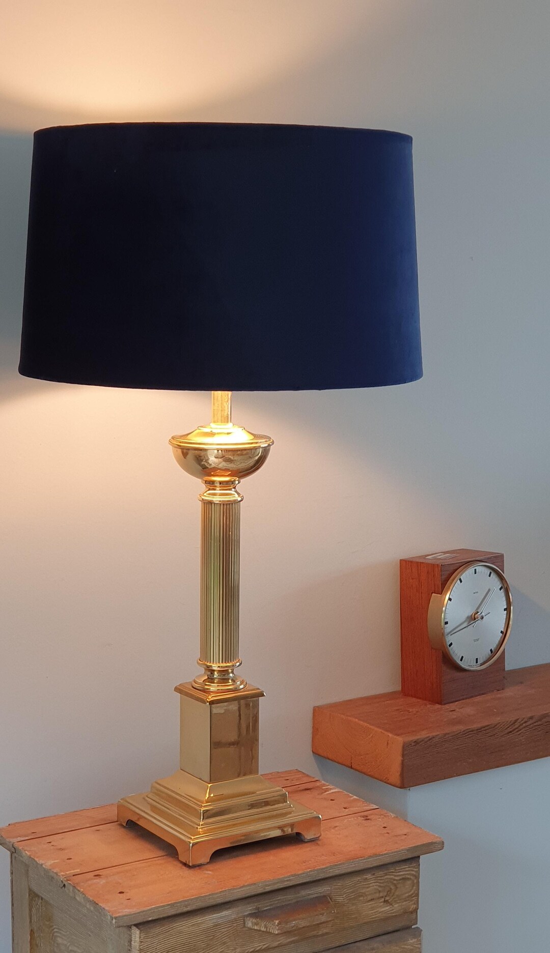 Beautiful Vintage Large Fluted Column Brass Table Lamp Nelsons Column ...