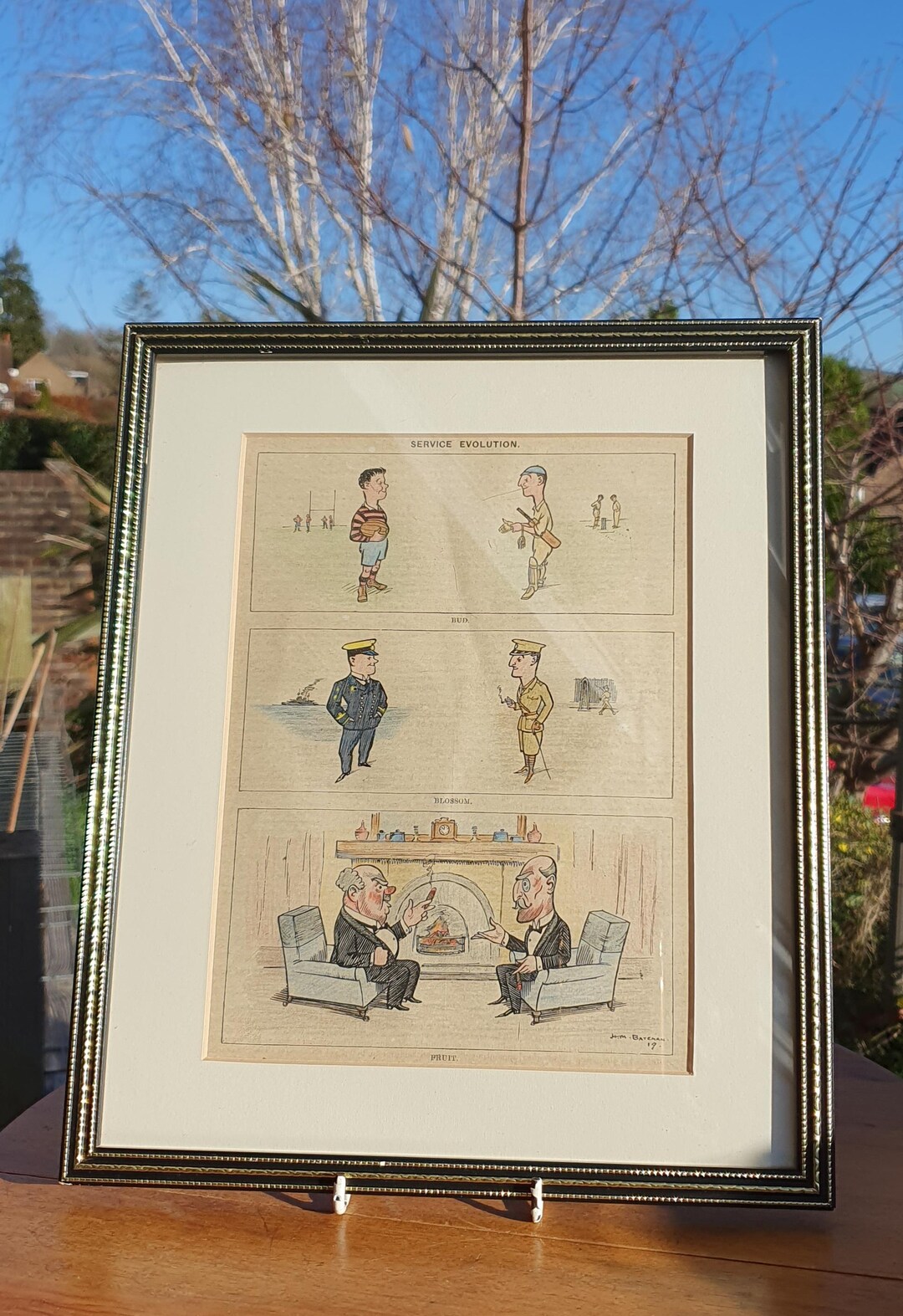 Rare Antique Colourised Lithographic Print of a Punch Cartoon 'service ...