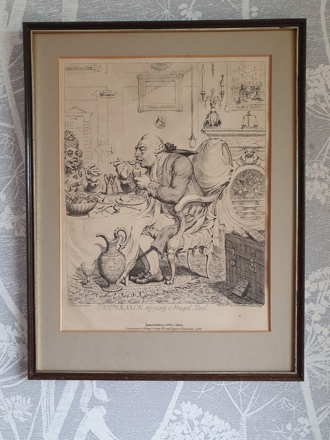 Vintage James Gilray Print Cartoon temperance Enjoying a Frugal Meal ...