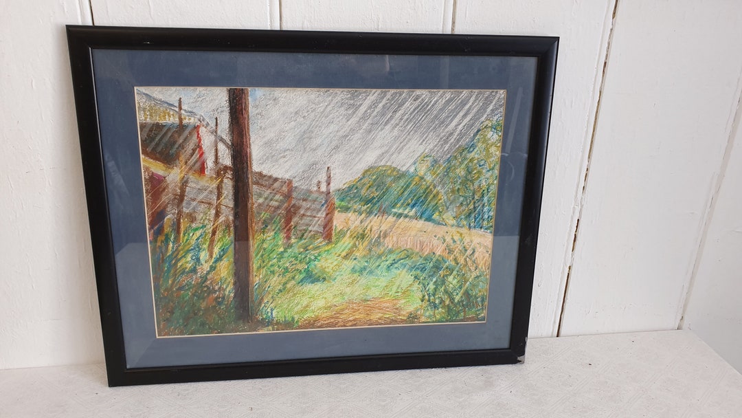 Vintage Original Oil Pastel Picture by Anthony Campion of a Rainswept ...