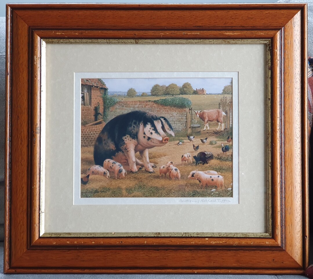 Vintage Signed Print A Pig Called Beryl Rural Farmyard Scene by Anthony ...