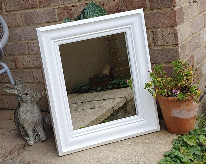 Handsome Modern Rectangular Mirror White Painted Pine Moulded Frame Stylish and Versatile for ...
