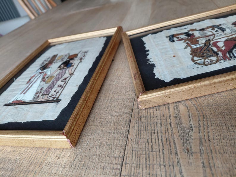 Pair of Vintage Papyrus Silk Screen Prints of Iconic Ancient Egyptian ...