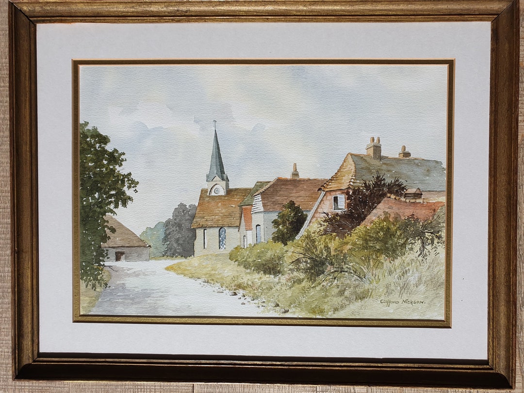 Large Original Watercolour by Clifford Nickson Painting of Village ...