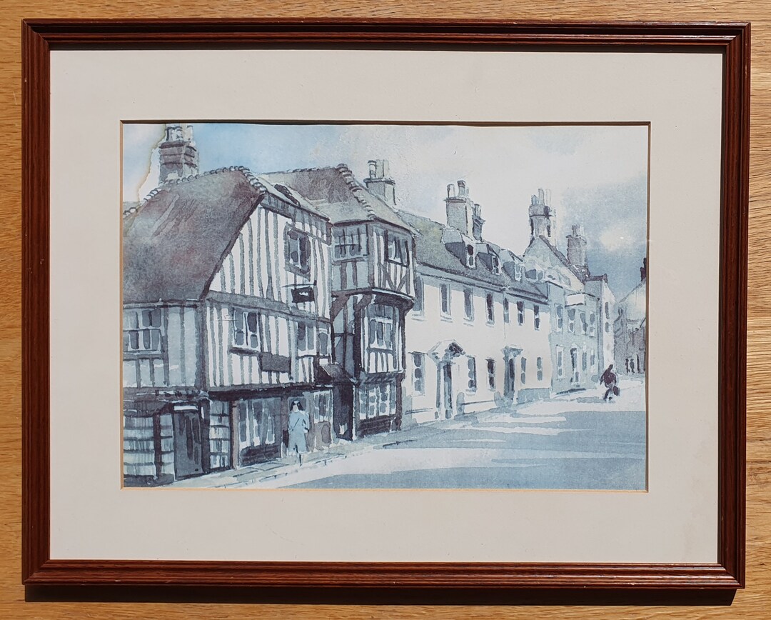 Vintage Watercolour Painting of Famous 15th Century Bookshop in High ...