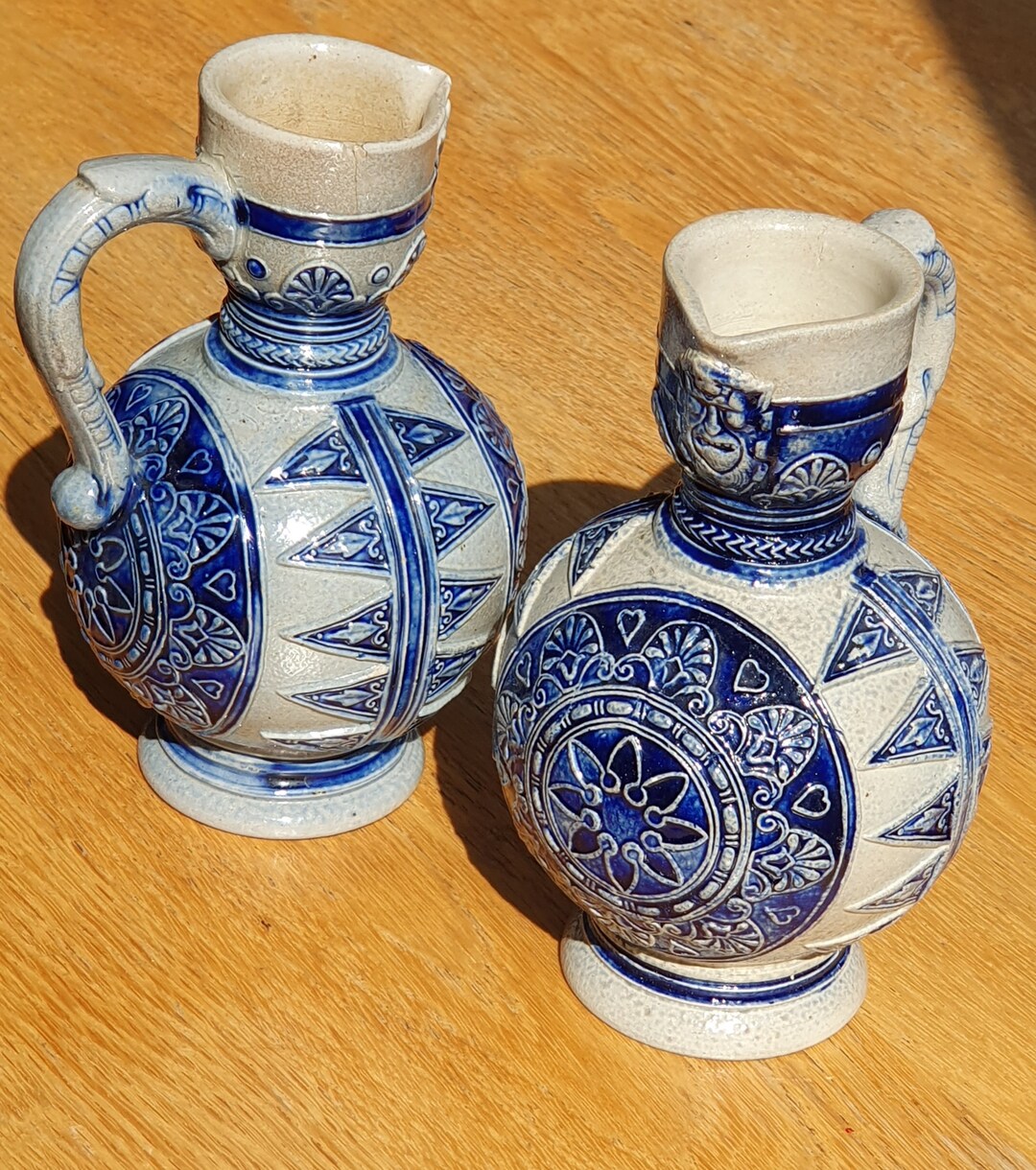 Rare Pair of Antique Peter Gerz Salt Glazed Stone Small Pitchers Jugs ...