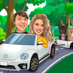 Custom Couple Portrait With Car, Anniversary Gift - Etsy
