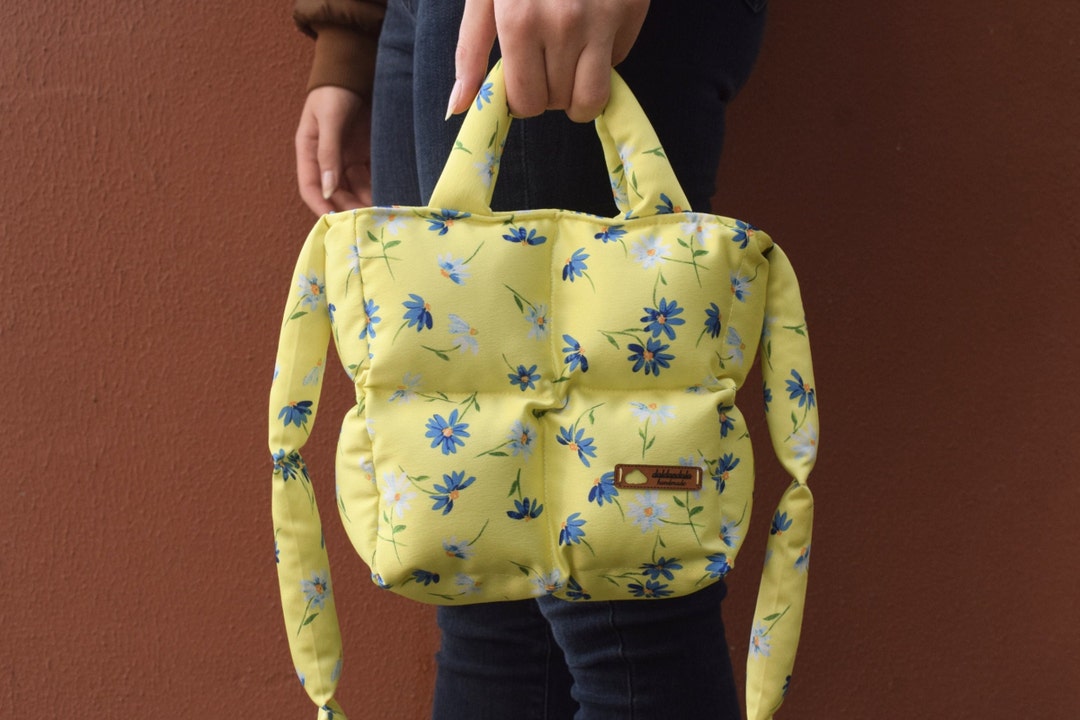Mini Puffer Bag, Floral Puffy Pillow Bag, Quilted Bag With Flowers ...