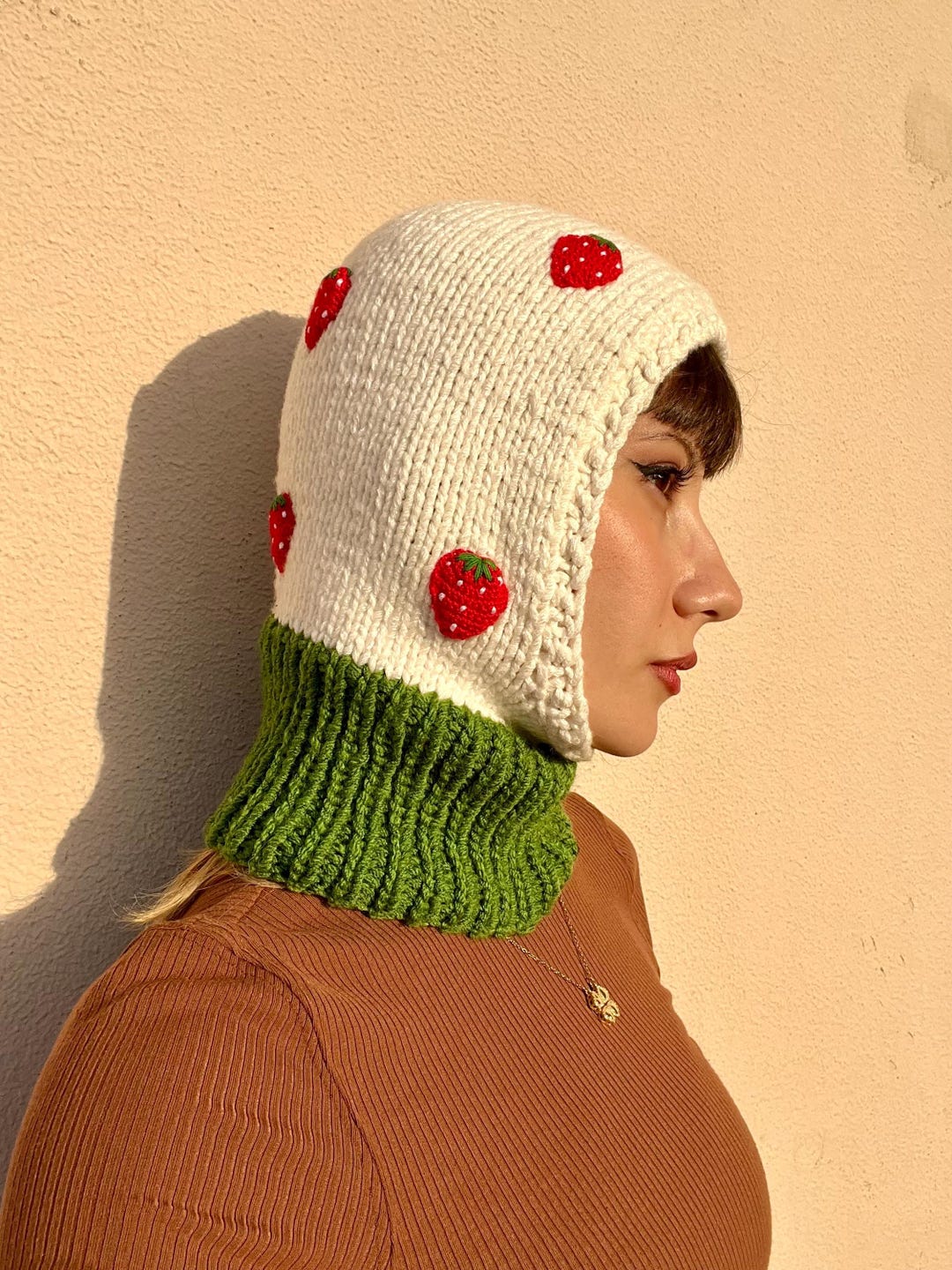 Balaclava Knit Strawberry Crochet Balaclava Woman Unique Winter Hat ...