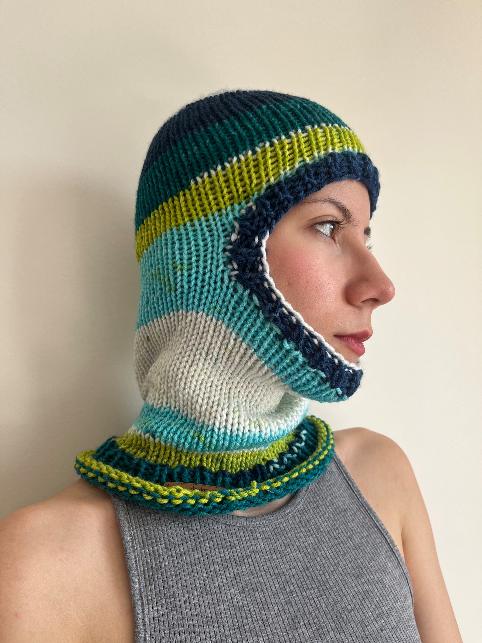 Balaclava Full Face Cover in Blue and Green Tones, Knitted Balaclava - Etsy