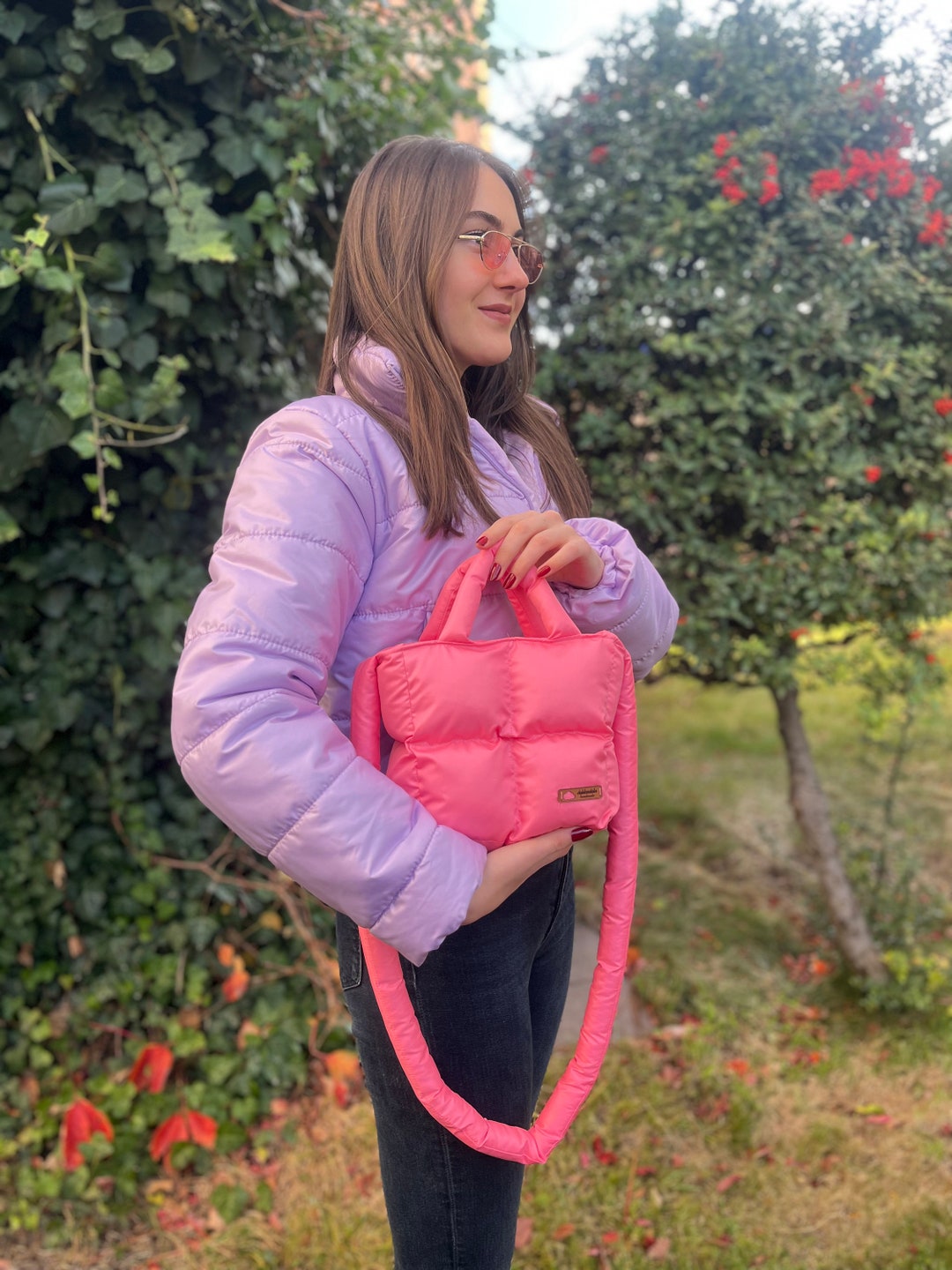 Handmade Pink Quilted Puffer Bag: Mini Tote Shoulder Bag - Etsy