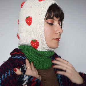 Balaclava Knit Strawberry Crochet Balaclava Woman Unique Winter Hat ...