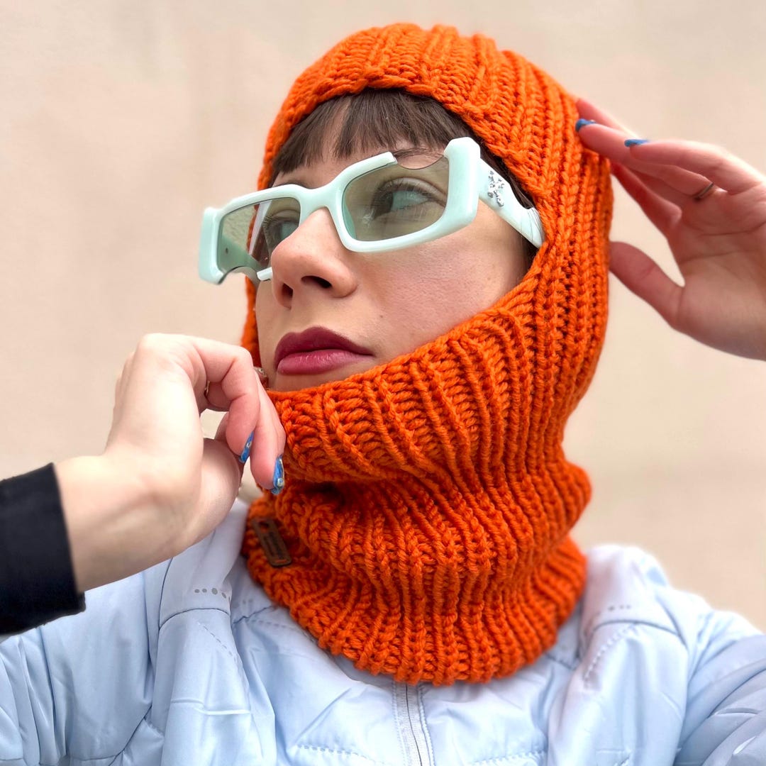 Chunky Ribbed Winter Hood, Ultra Warm Wool Blend Ski Mask Men and Women ...