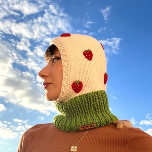 Balaclava Knit Strawberry Crochet Balaclava Woman Unique Winter Hat ...