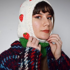 Balaclava Knit Strawberry Crochet Balaclava Woman Unique Winter Hat ...