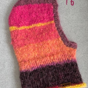 Mohair Balaclava Colorful Hand Knitted Oversize Hood Pink Purple ...