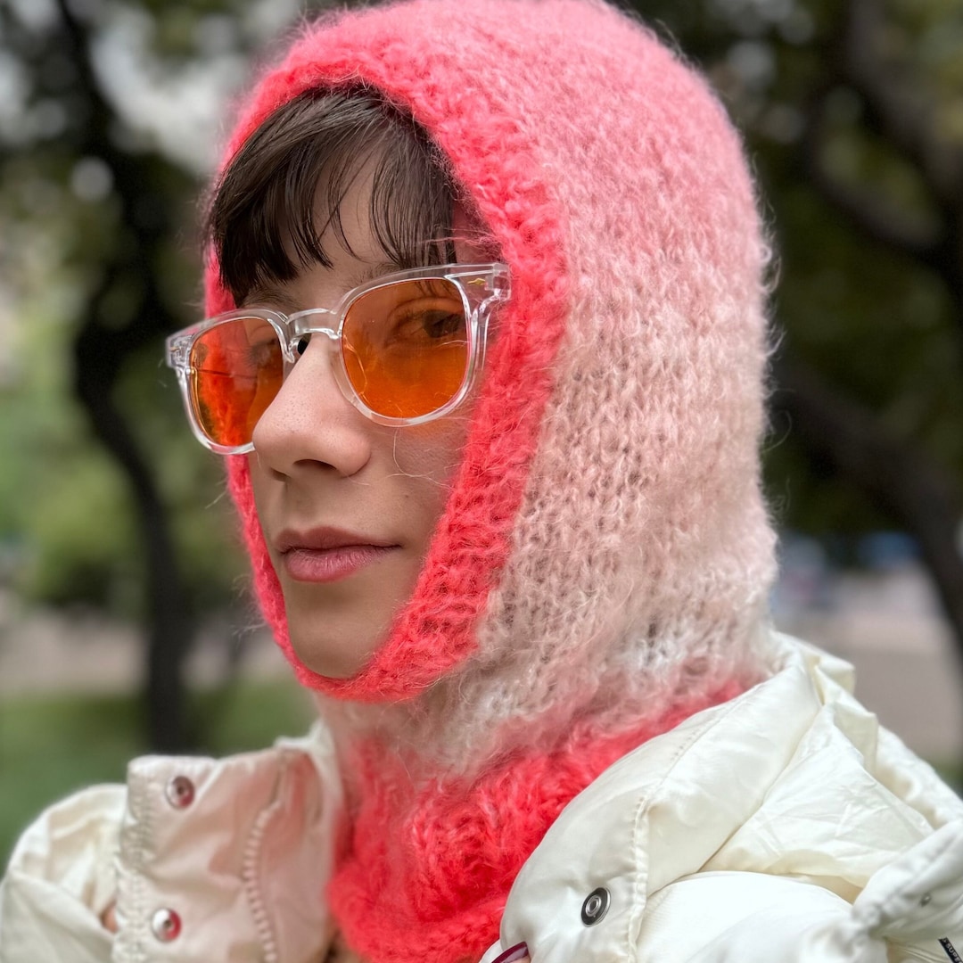 Handmade Mohair Knit Balaclava: Neon Ski Mask Face Cover - Etsy