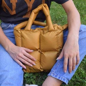Gold Color Puff Bag | Mid-size | Versatile and Stylish Handbag ...