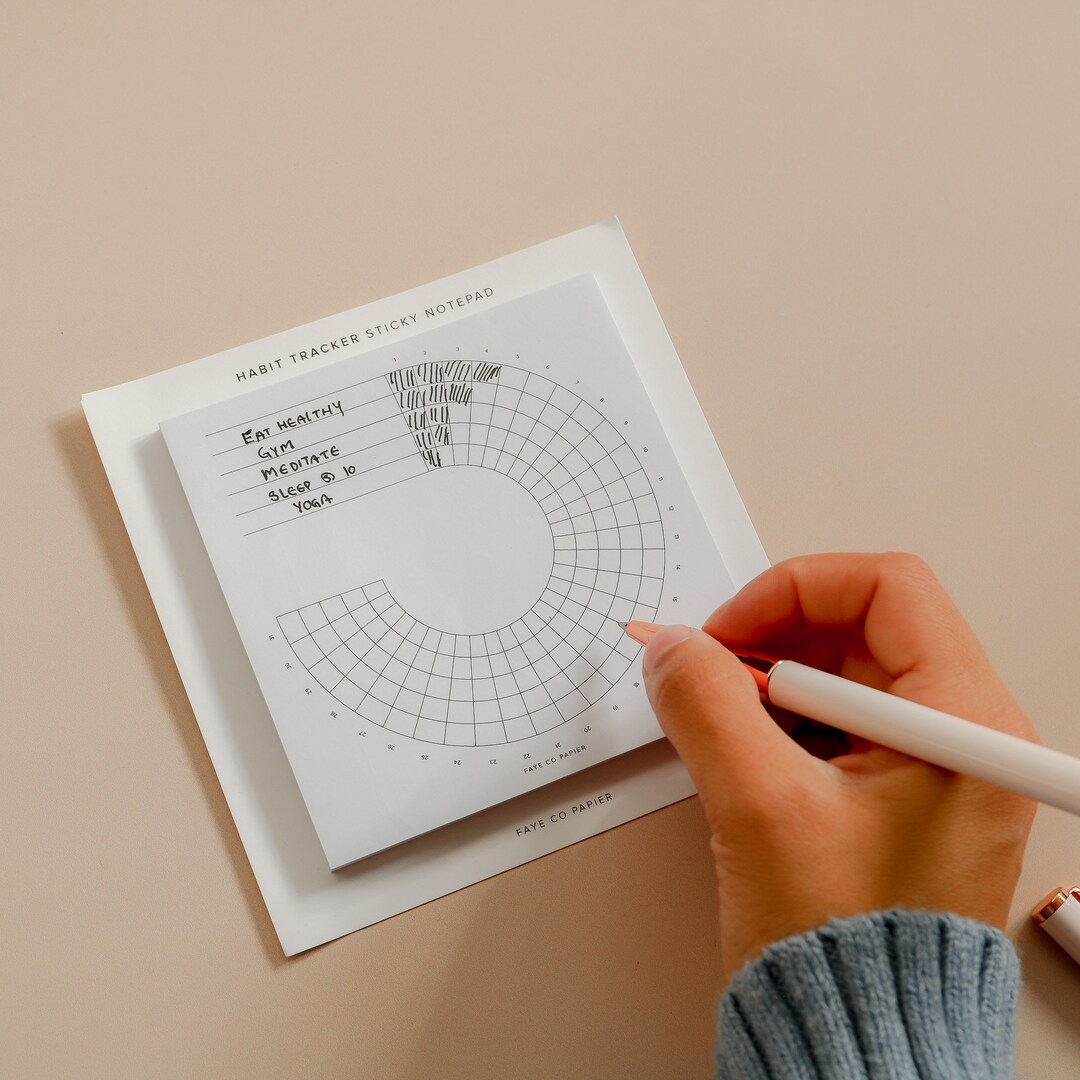 Minimal Habit Tracker Wheel Square Sticky Notepad Mini - Etsy