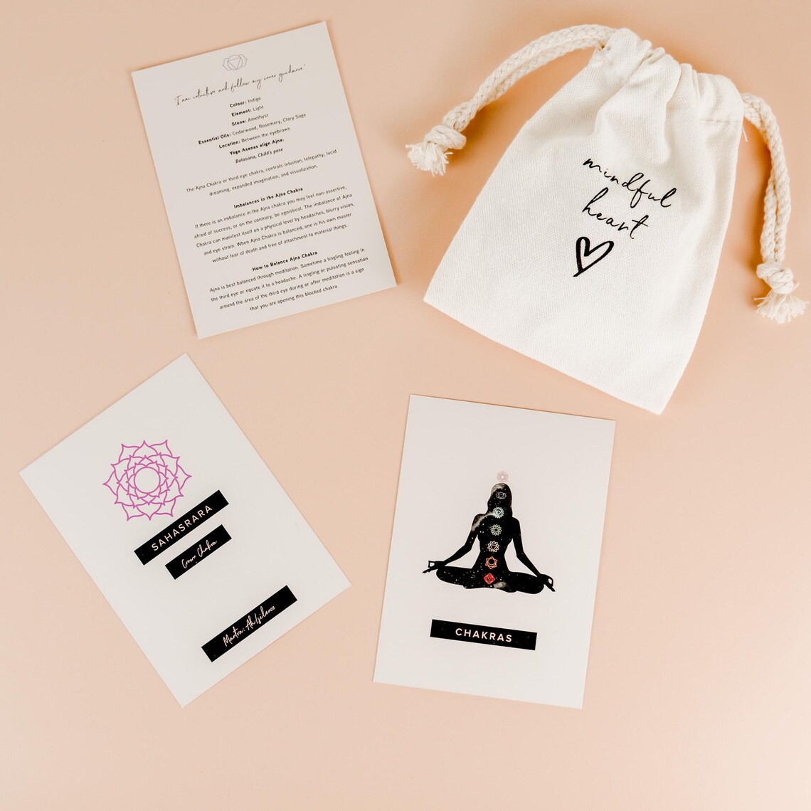 Deck of Healing Chakra Cards Set | Mini Gift Set| Yoga Chakra Kit ...