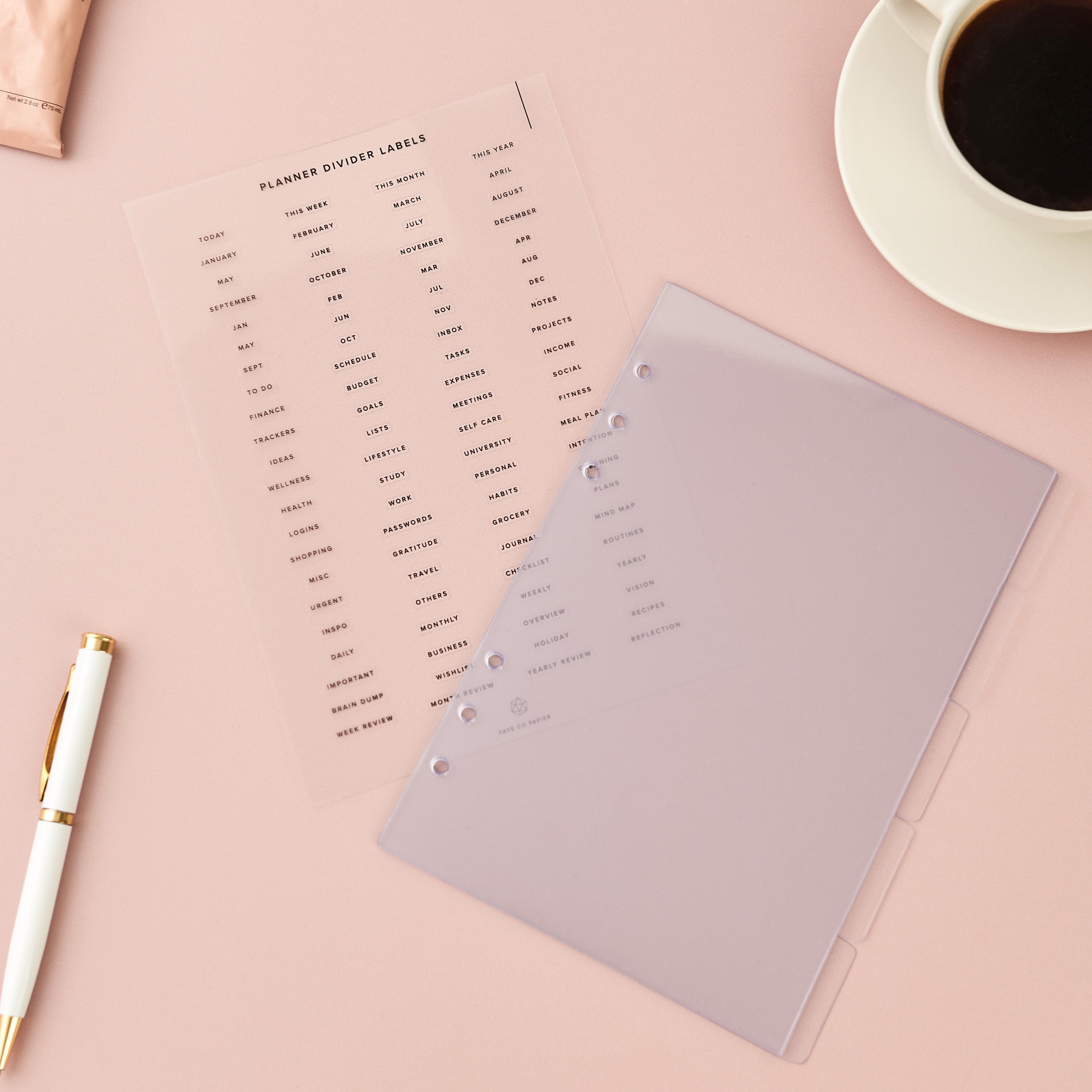 Minimal A5 Transparent Agenda Divider Side Tab|top Tab |clear Acrylic ...