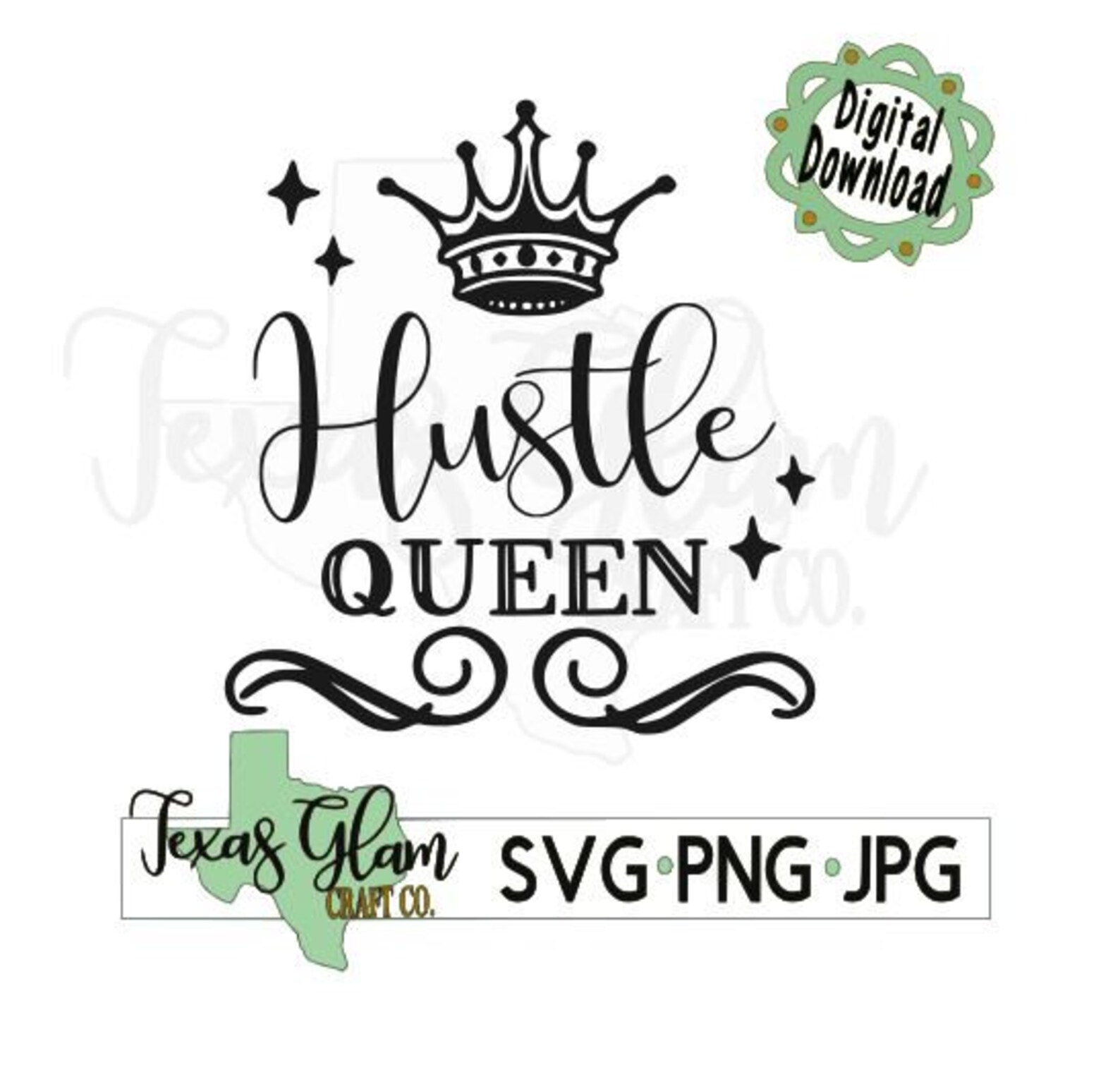 Hustle Queen SVG PNG Jpg,girl Hustle Svg,hustle Queen With Crown Svg ...